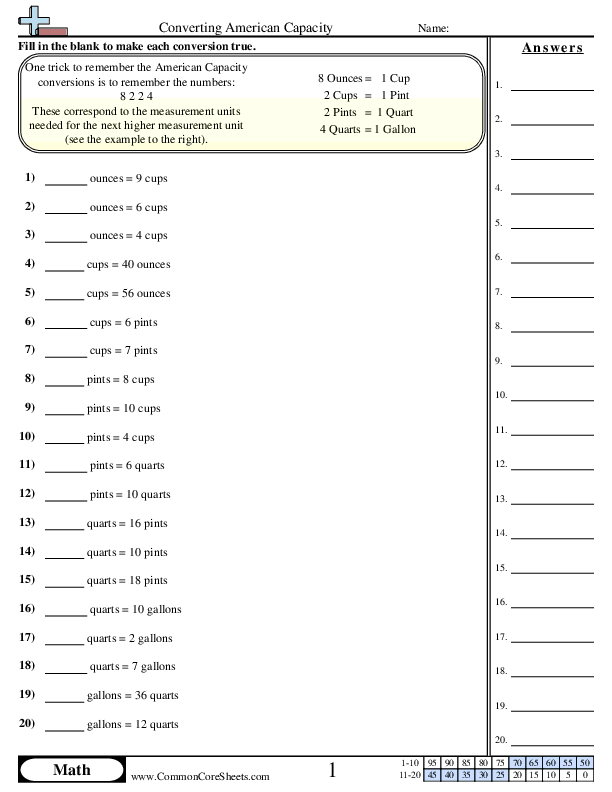 Capacity Worksheets | Free - Distance Learning, worksheets and more ...