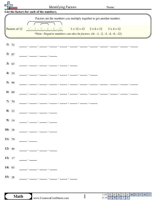 Factor Worksheets | Free - Distance Learning, worksheets and more ...