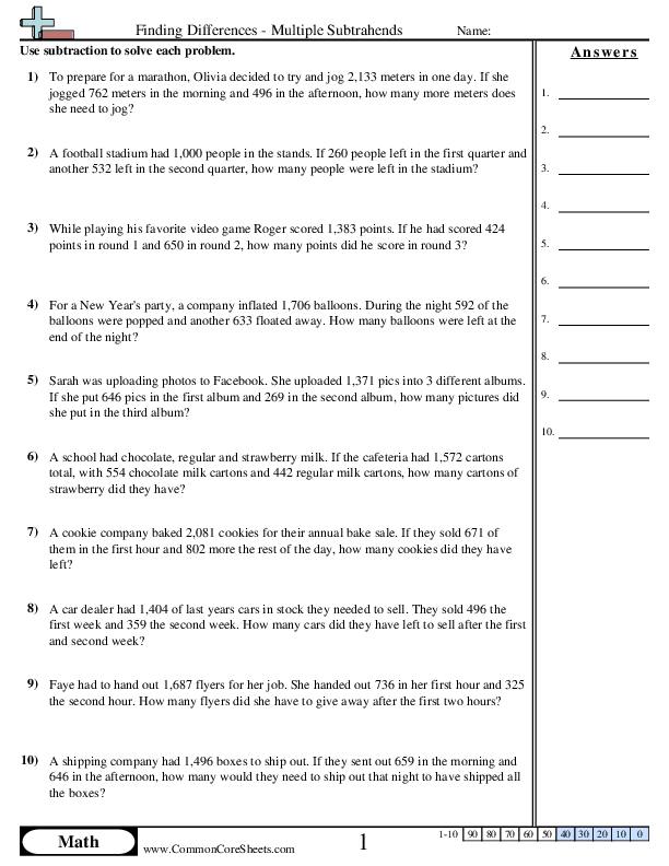 Subtraction Worksheets | Free - Distance Learning, worksheets and more ...